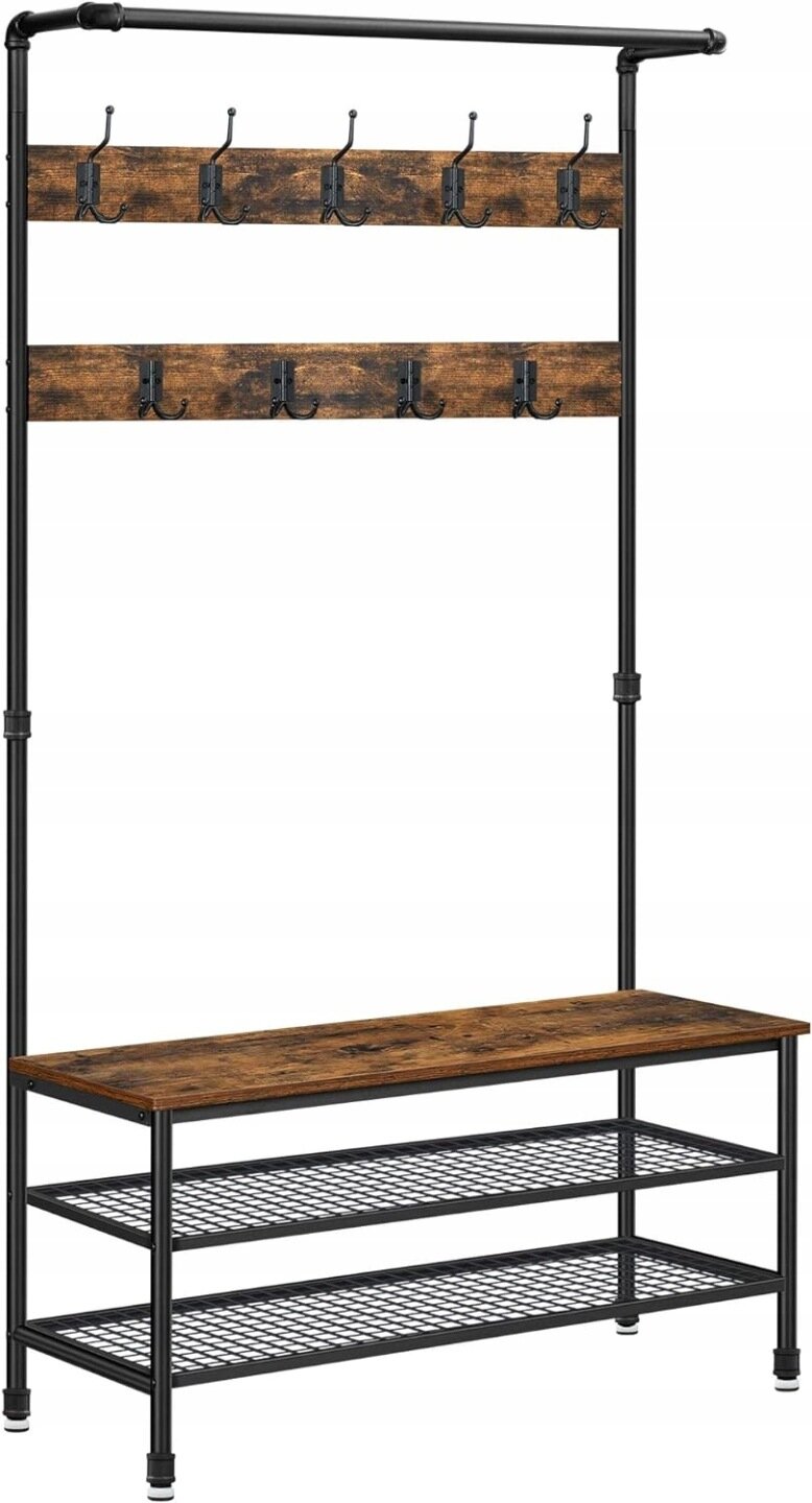 Комплект мебели для прихожей SONGMICS 182x100x41.5 см, цвет черный/коричневый HSR47BX