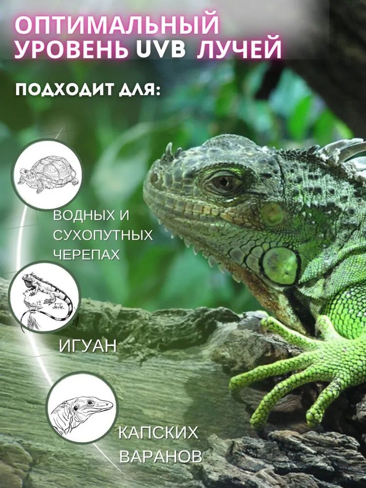 Лампа для террариума NOMOY PET ультрафиолетовая 10.0 UVB Е27 13/26 Вт — фото 1