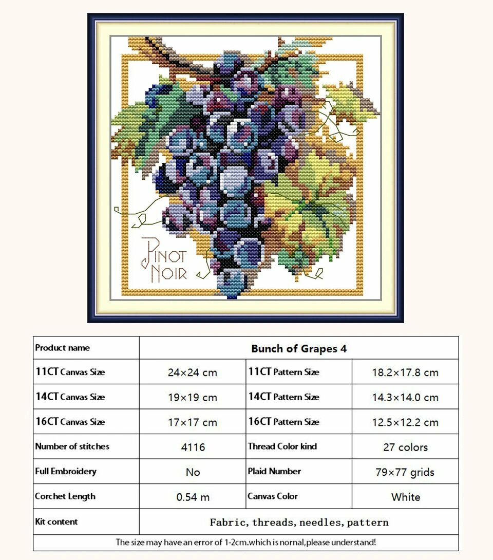 Набор для вышивки крестом "Пучок винограда" DMC Grapes 4, 14CT picture printed