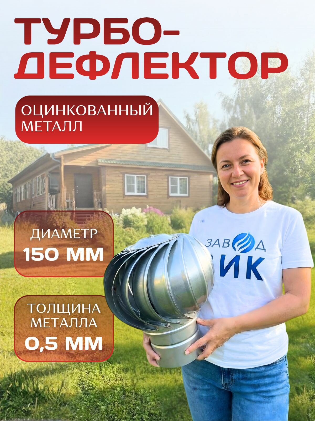 Турбодефлектор 150, труба нержавейка, дефлектор для вентиляции на трубу, оцинкованный металл