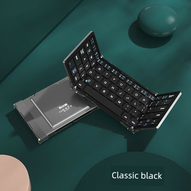 BOW Трехсекционная Bluetooth клавиатура для Android iPad Xiaomi Huawei - Черная велюровая сумка