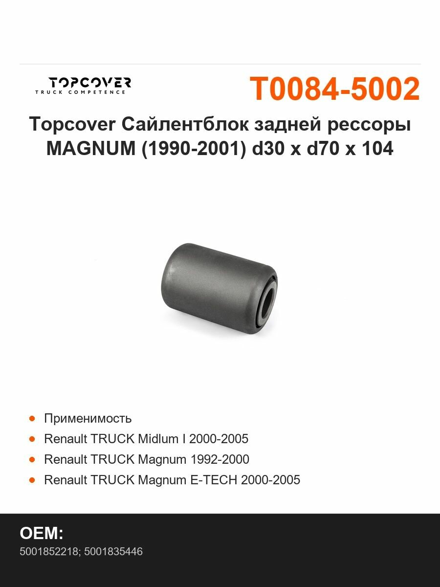 Topcover Сайлентблок задней рессоры MAGNUM (1990-2001) d30 x d70 x 104