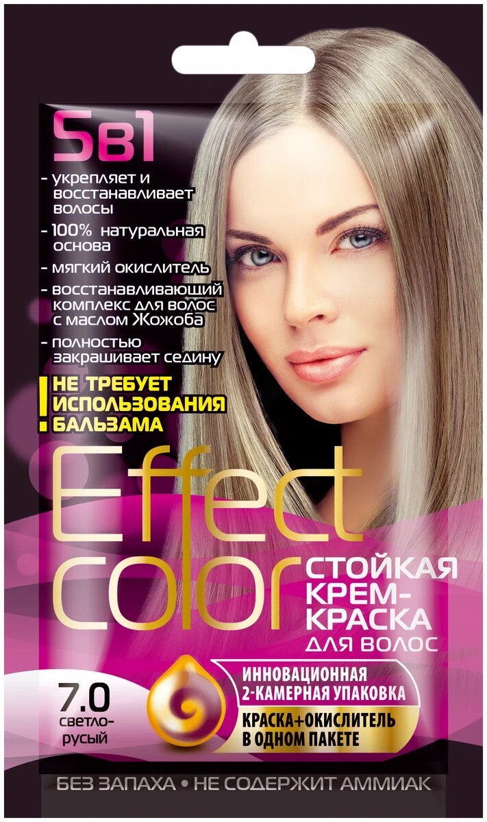 Крем-краска для волос фитокосметик Effect Сolor, тон 7.0 Светло-русый, 50мл.
