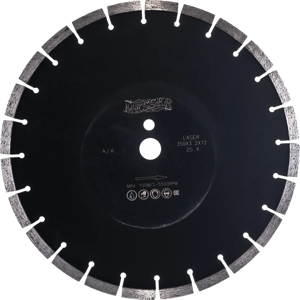 MESSER диск лазерный A/А по асфальту, 350D-40L-3,2T-12W-24S-25.4H+1P 01-19-350