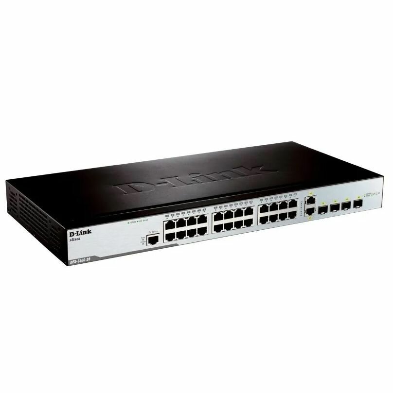 D-Link DES-3200-28/C1A Управляемый коммутатор 2 уровня с 24 портами 10/100BASE-T + 2 комбо-портами 1000Base-T/SFP
