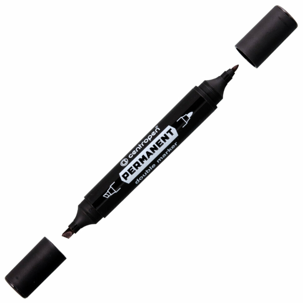 Маркер перманентный двусторонний CENTROPEN 1666, черный, круглый/скошенный, 1/1-4 мм, 616660112, 152029