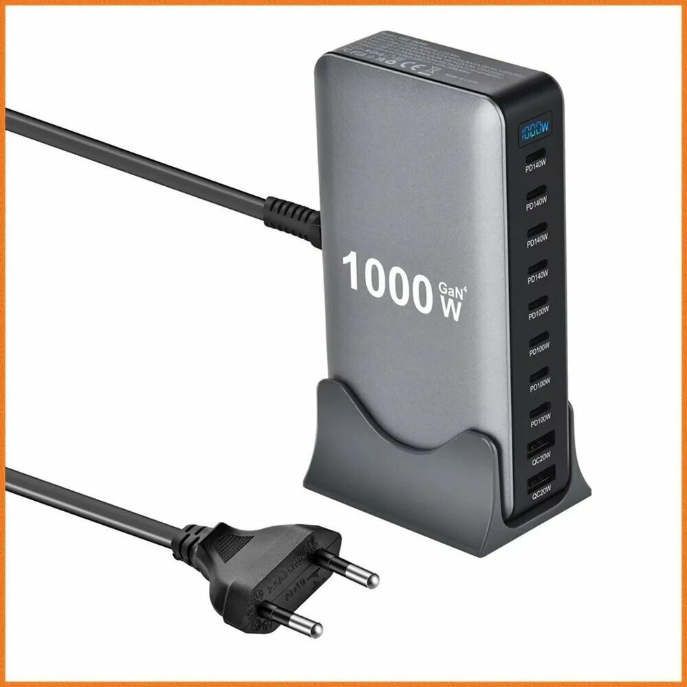 Компактный USB-концентратор с зарядным блоком портативный для дома и путешествий