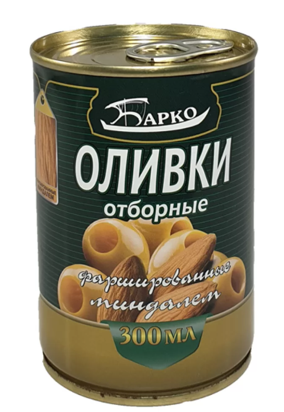 Оливки с миндалем Барко, 280 г, 300 мл