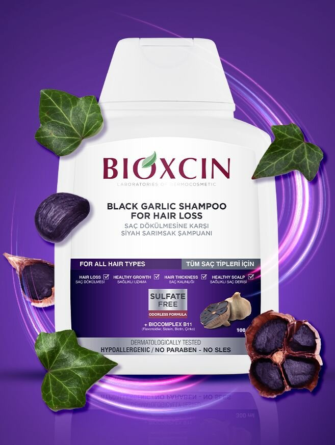 BIOXCIN Шампунь c Черным Чесноком против выпадения волос, Black Garlic Anti-Hair Loss, 100мл