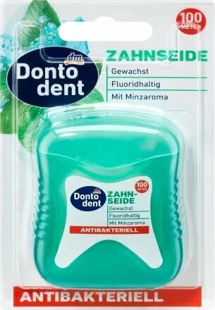Зубная нить Dontodent Antibacterial Антибактериальная, 100 м