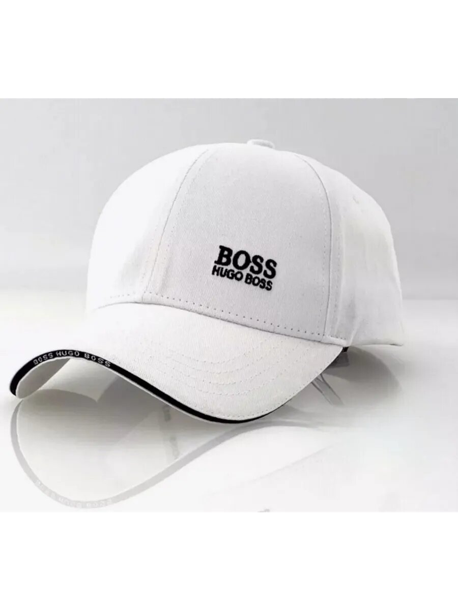 Бейсболка  HUGO BOSS, цвет белый, твёрдый лоб для мужчин и женщин