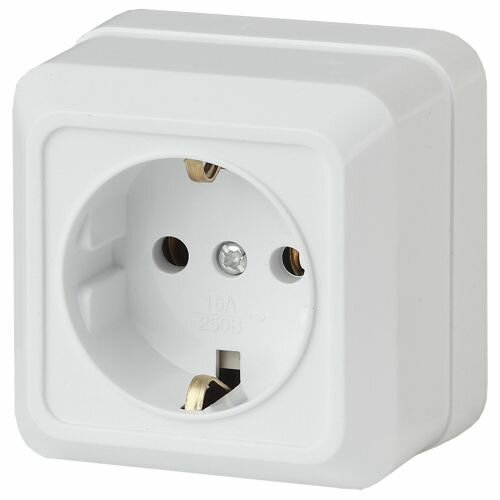 Розетка 1-м ОП Quadro 2-202-01 16А IP20 250В 2P+E Schuko бел. Intro Б0053783