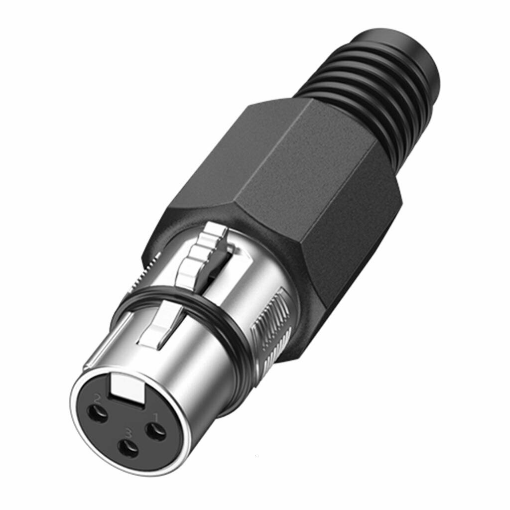 Аудиоразъём 3-контактный, Черный - Женский XLR