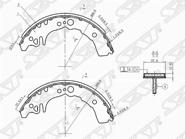 Колодки тормозные барабанные Daihatsu YRV 00-05 / SAT ST-04495-B2080 Toyota Duet 98-04