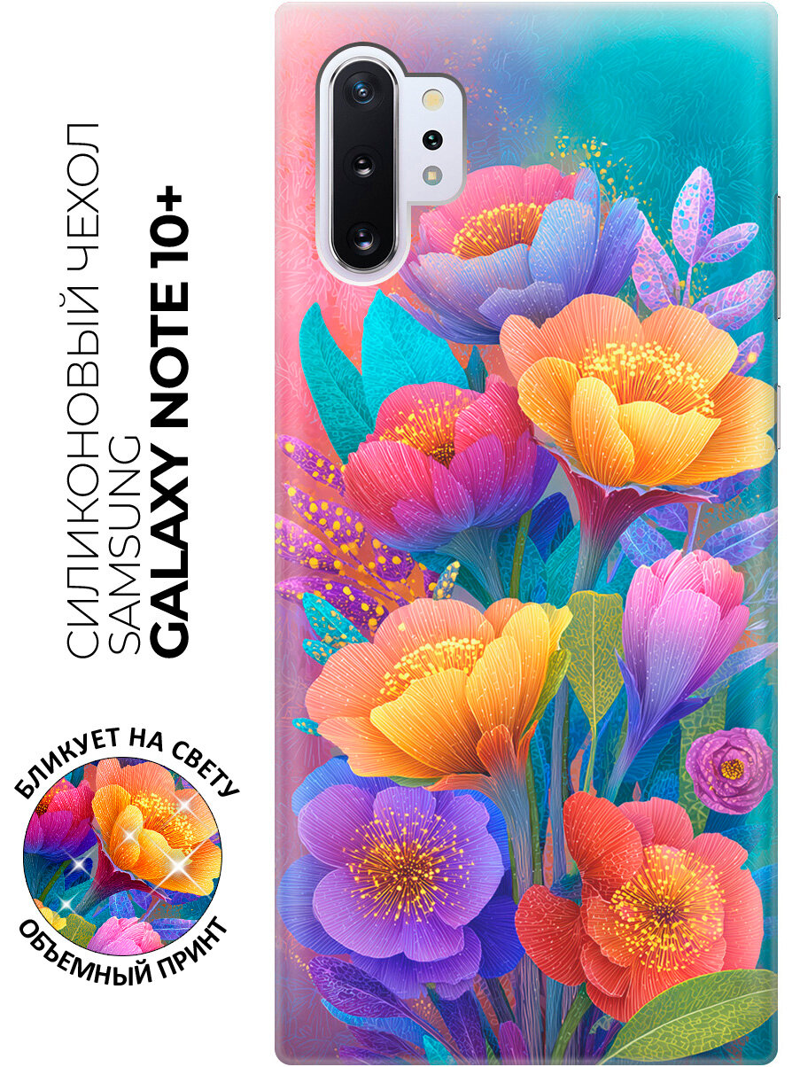 Силиконовый чехол на Samsung Galaxy Note 10+ с принтом "Радуга цветов"