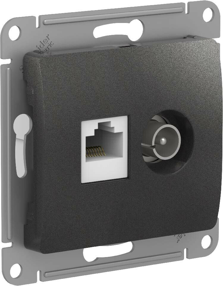 GLOSSA розетка двойная ТВ + компьютерная RJ45, кат. 5Е, механизм, антрацит