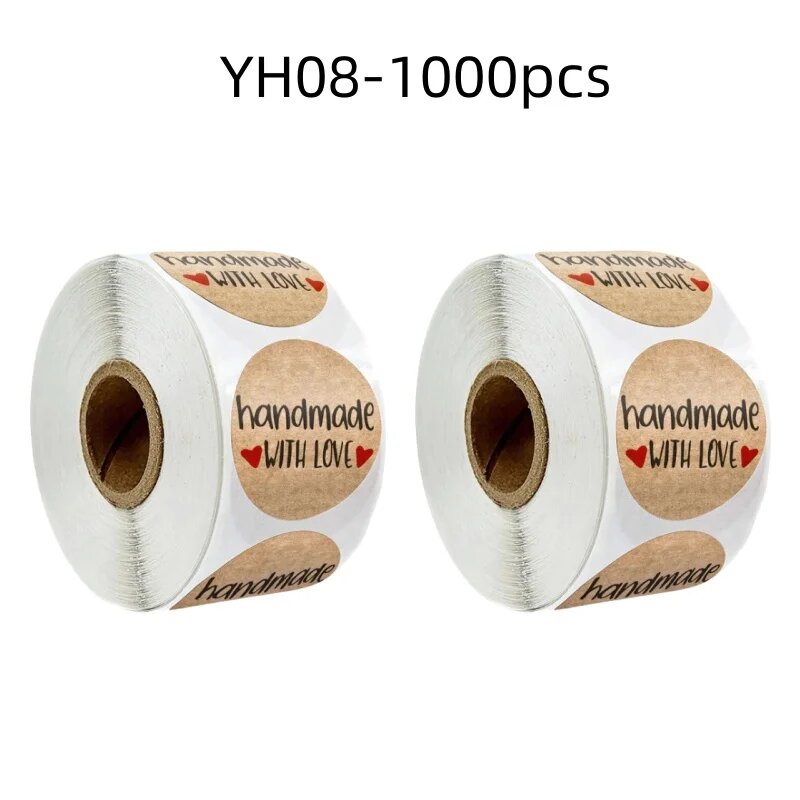Наклейки "Handmade With Love", 1000 шт, крафт
