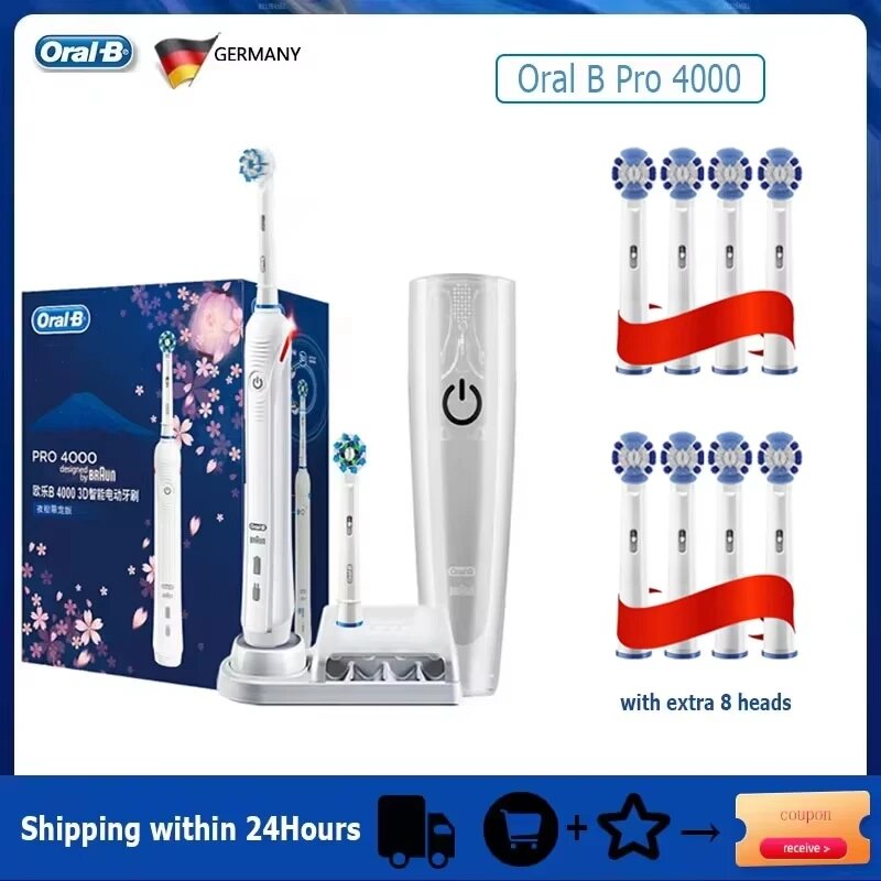 Электрическая зубная щетка Oral B Pro 4000 White with 8H