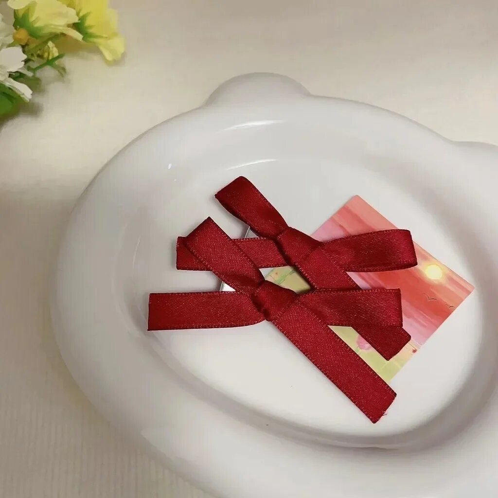 2 пары милых заколок с бантом Красный, Red