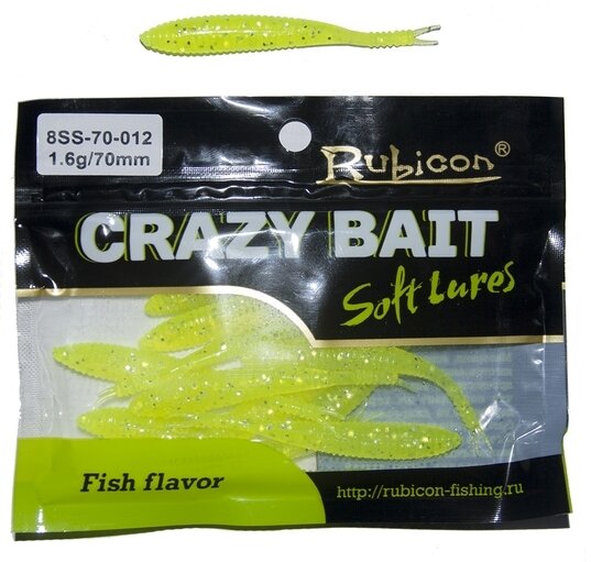 Съедобная силиконовая приманка RUBICON Crazy Bait SS 1.6g, 70mm, цвет 012