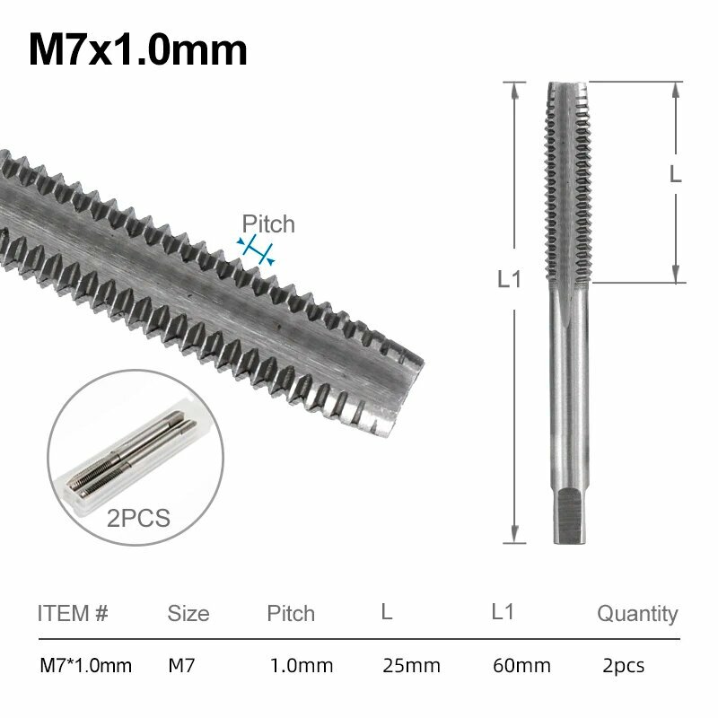 Набор метчиков M7x1.0 мм, 2 шт