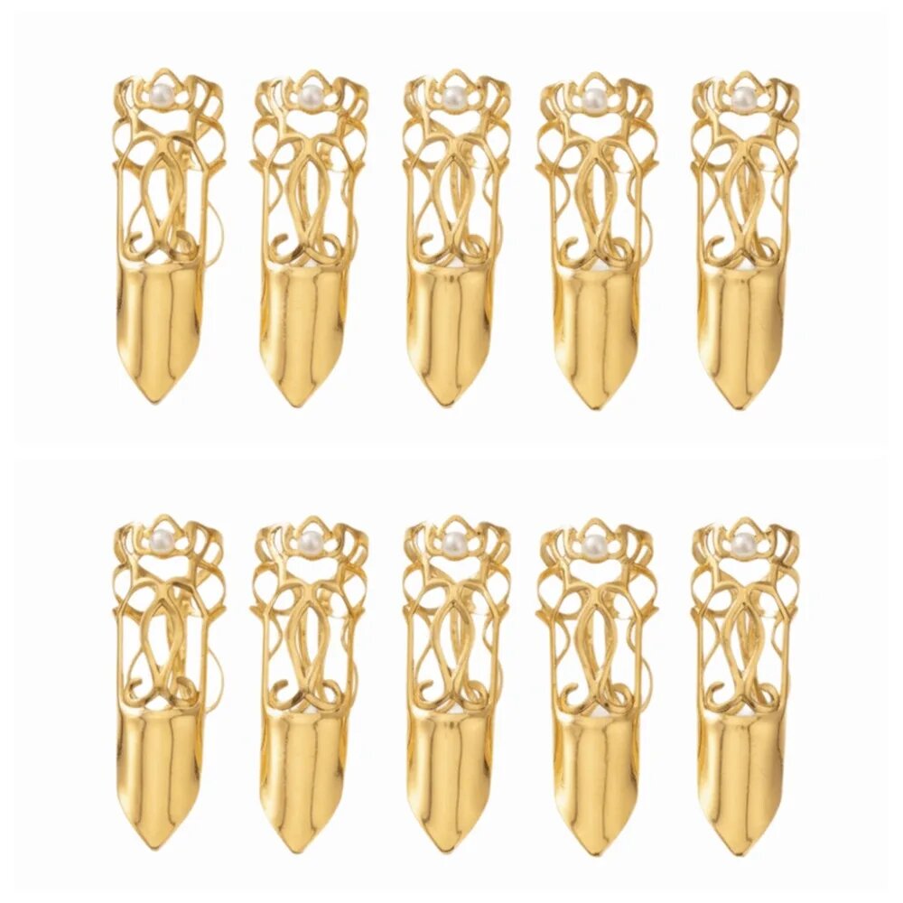 Кольца для ногтей золотые металлические 5/10 шт. 10 PCS