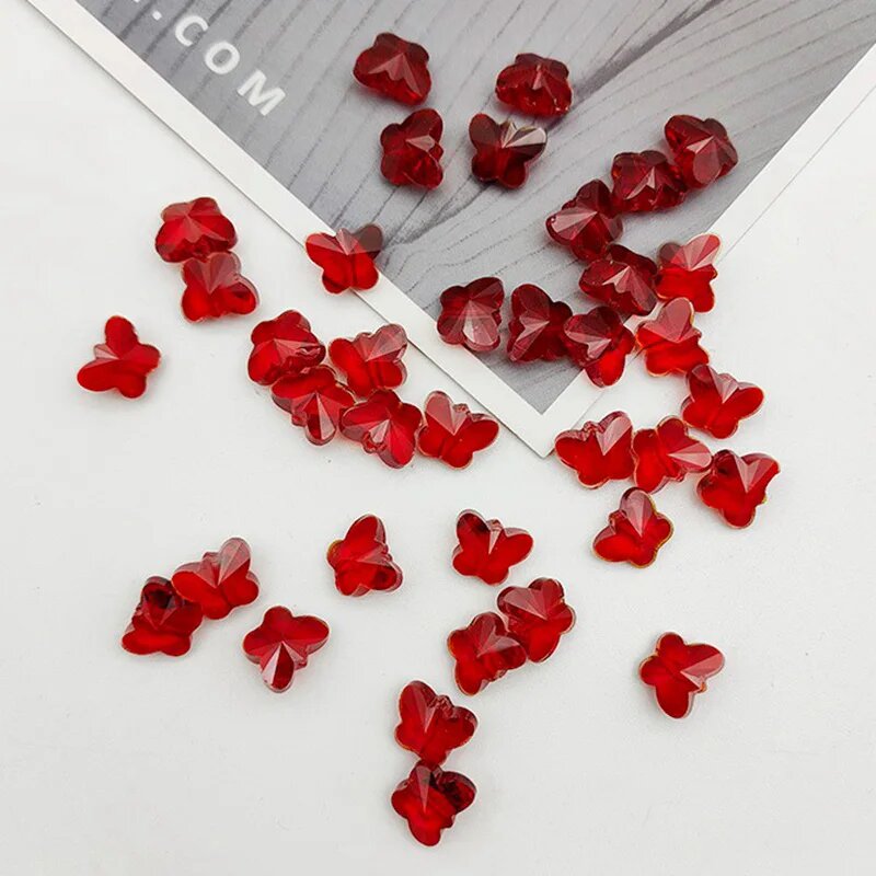 Бусины стеклянные бабочки Quniejieyu 20 шт. Бордовый, 14mm, Red