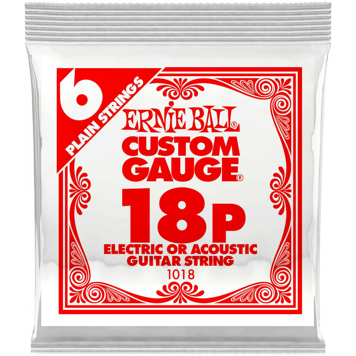 Одиночная струна для акустической и электрогитары 18 Ernie Ball 1018