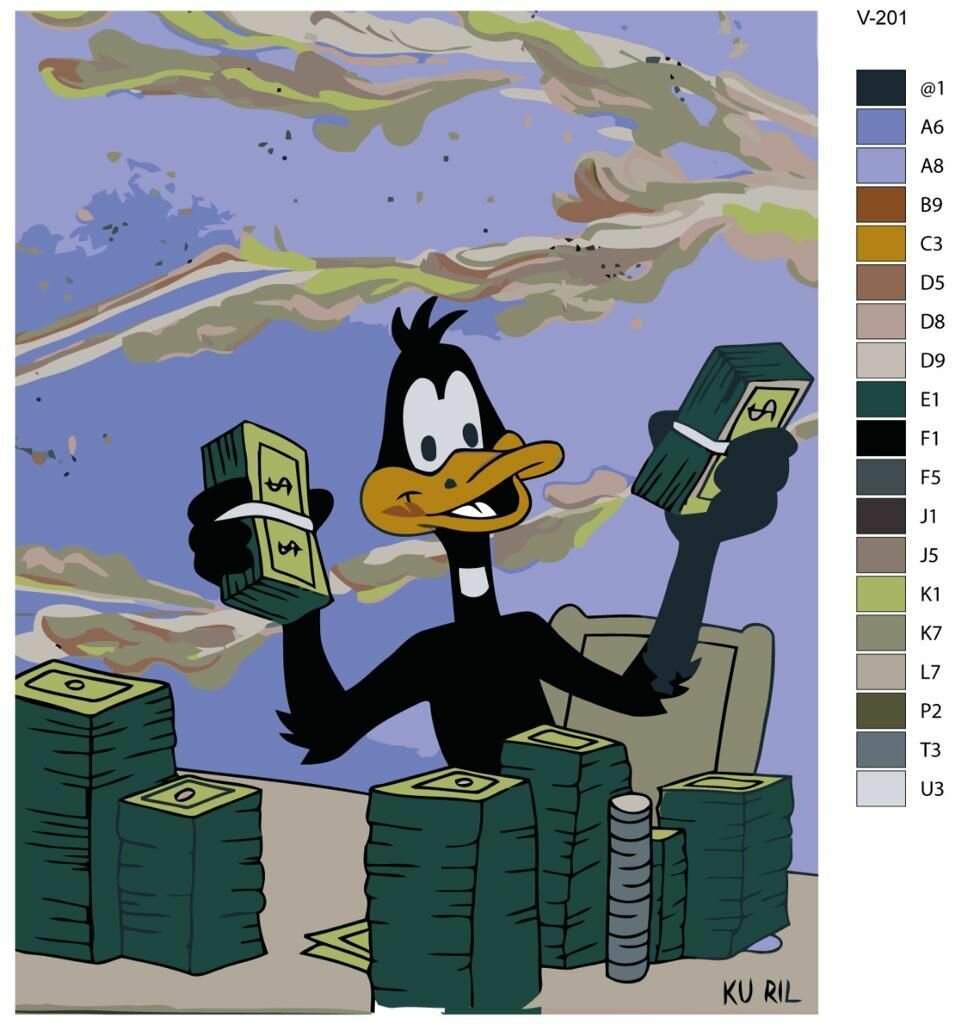 Картина по номерам V-201 "Мультсериал Looney Tunes. Даффи Дак" 40х50