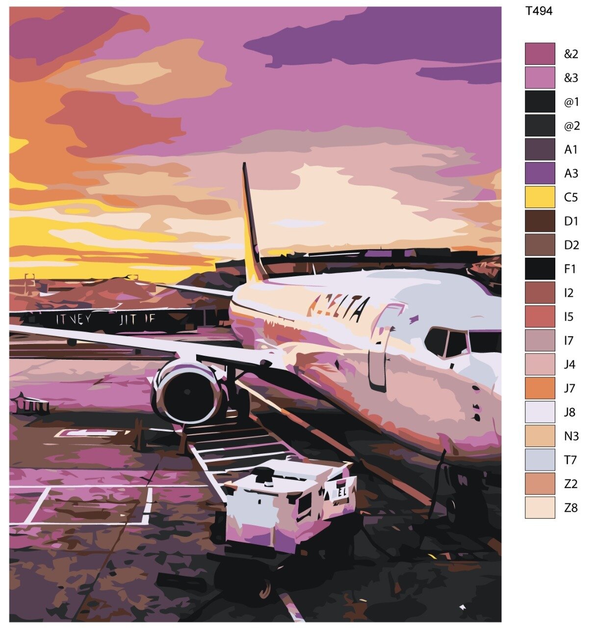 Картина по номерам T494 "Самолет" 40x50
