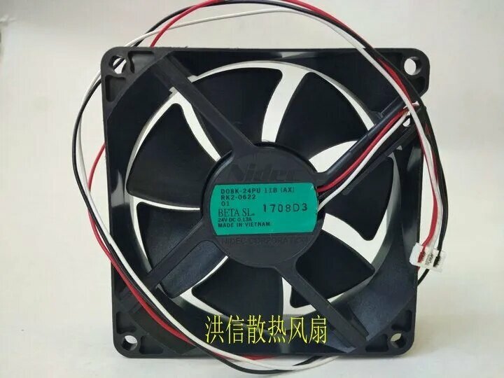 Вентилятор Охлаждения Nidec 8025 D08K-24PU 11B (AX) DC24V 0.13A 3PIN 80 80 25мм ,80MM Вентилятор