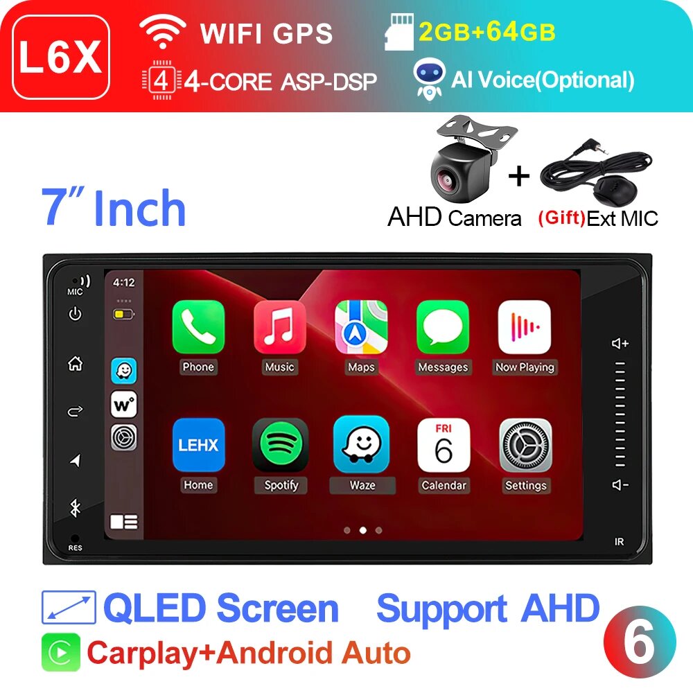 LEHX 7" Android 14 автомагнитола CarPlay GPS L6X
