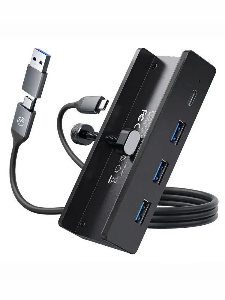 Usb разветвитель 5 в 1 MH4PC USB 3.0 Пристегивающийся дизайн USB - хаб, USB-A USB-C 5V источник питания, черный