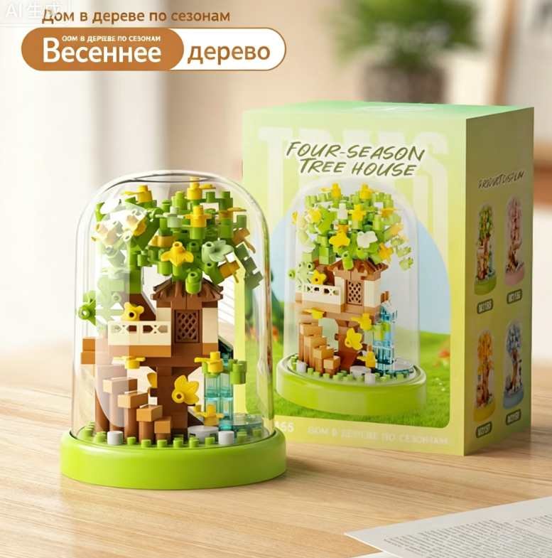 Конструктор «Дом на дереве по сезонам» с куполом, мини, 15 см Весна