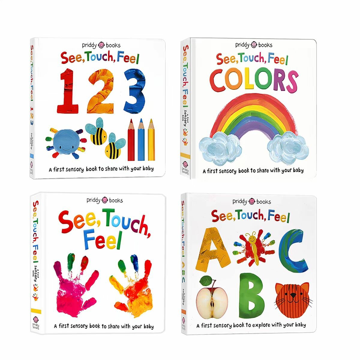 See Touch Feel книги (Priddy Books): 4 тактильные книги для малышей