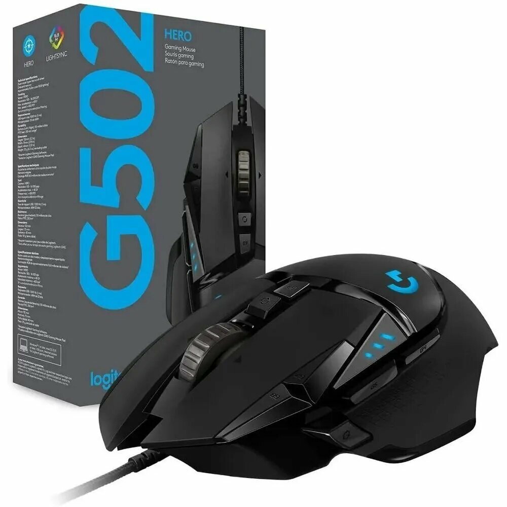 Logitech Игровая мышь проводная G502, черный