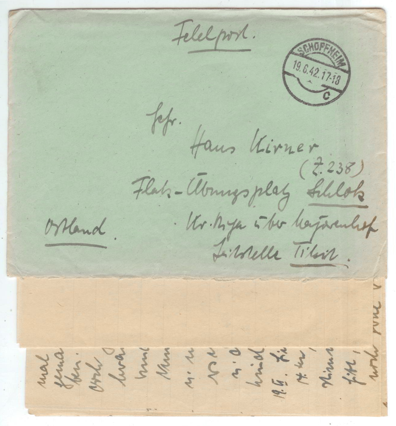Письмо в конверте - Германия, Полевая почта, 1942 г.