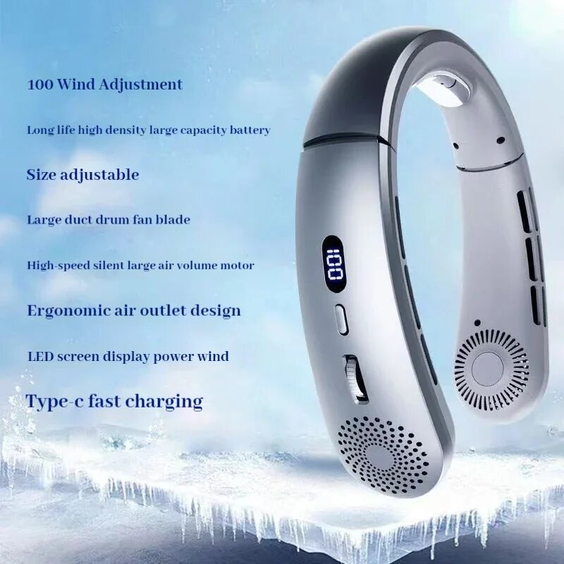 Шейный вентилятор JKUOO Max Grey, 5 скоростей