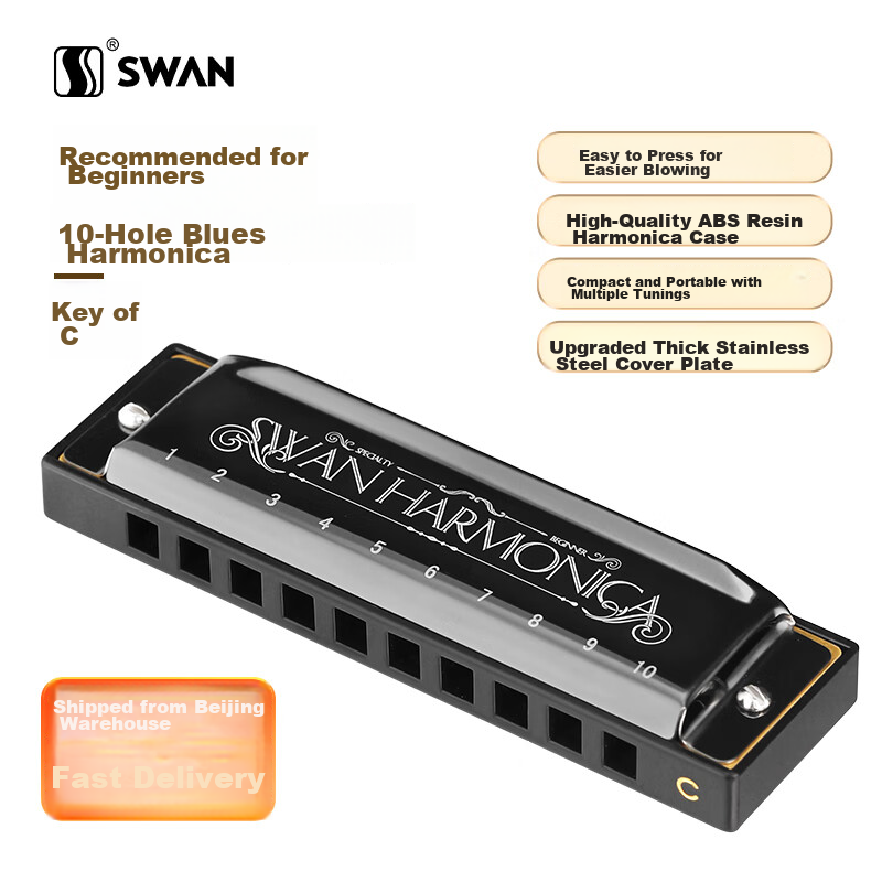 SWAN C-ключ 10-дырочный блюз-гармоника для начинающих студентов детей начального уровня музыкальный инструмент