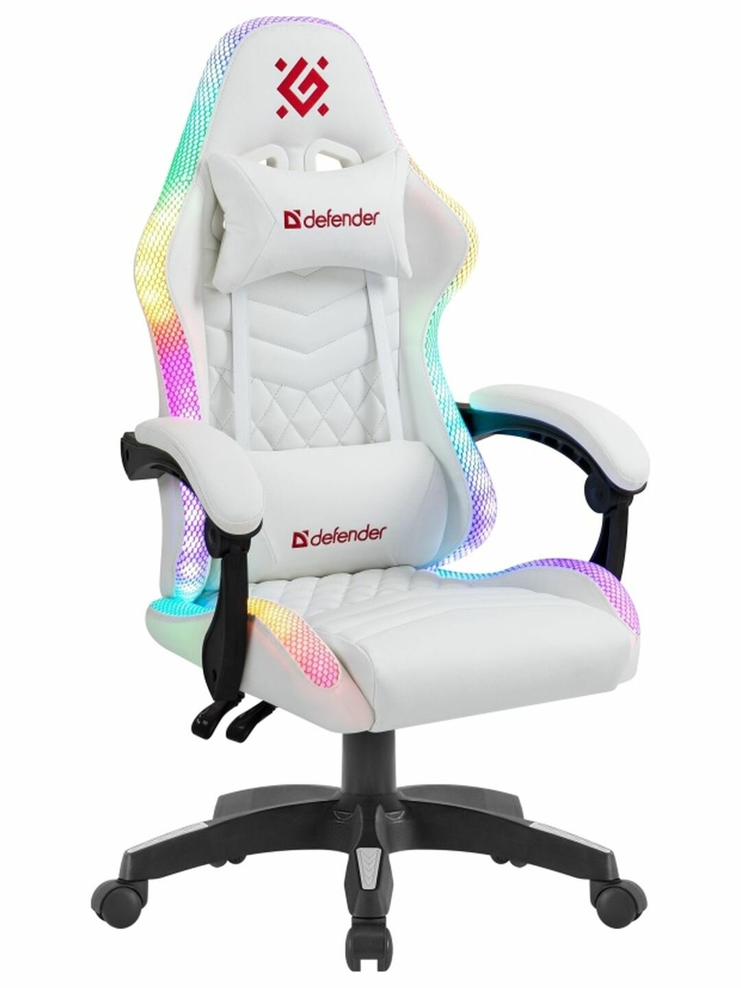 Kресло игровое DEFENDER Core, с RGB-подсветкой, экокожа, белый (64048)