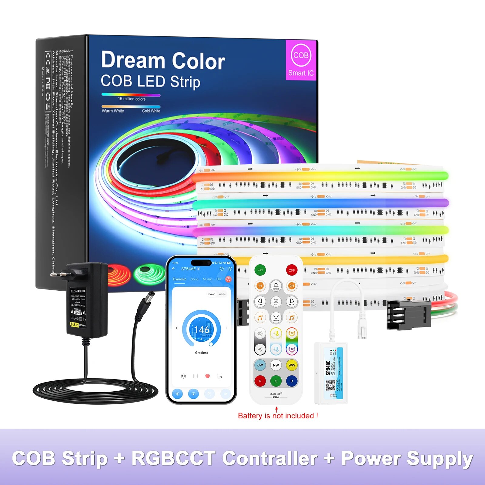 FREEBEAM Dream Color COB LED лента 5m RGB+CCT