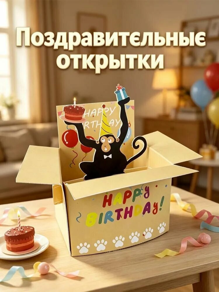 Объемные поздравительные открытки-сюрпризы с эффектом объемного изображения, идеально подходящие для праздников.