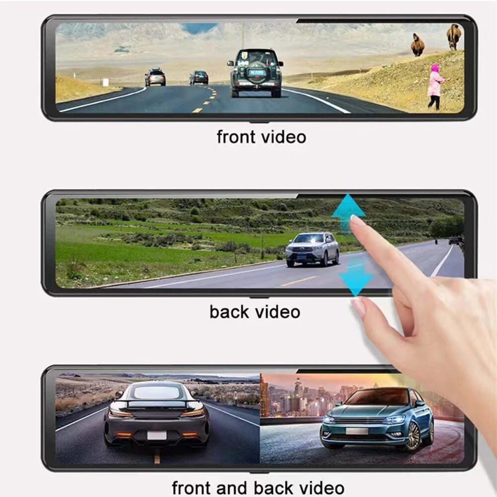 12-дюймовое автомобильное зеркало Reaveiw Carplyer andriod anto FHD 1080P, потоковое мультимедиа, мобильный экран, проекционный рекордер Carplay