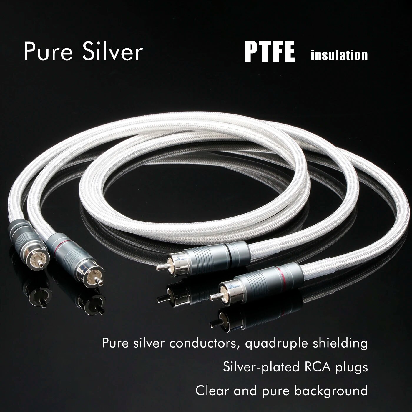 Preffair Чистый Серебряный RCA Кабель HiFi RCA CABLE, 1.5 m