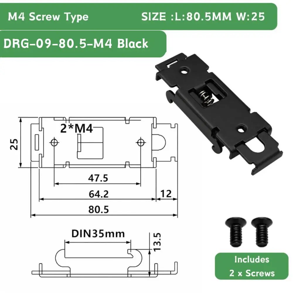 Кронштейн для блока питания DIN 35 мм DRG-09-80-M4 black