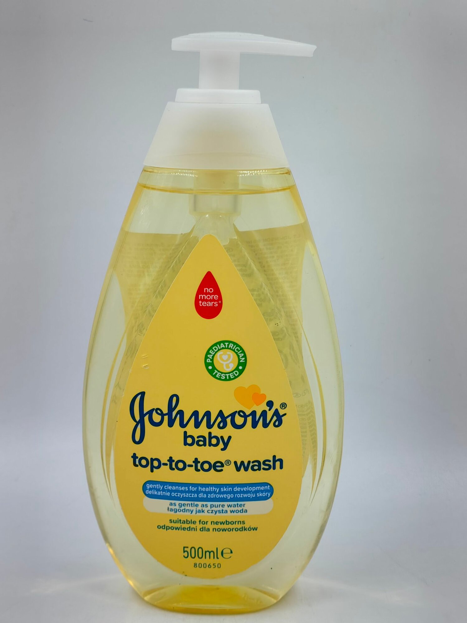 Детский гель для тела и волос Johnsons Top-to-Toe с первого дня жизни, без SLS/SLES, 500 мл (Италия)