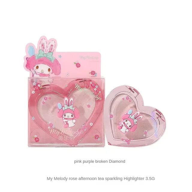 Макияж Sanrios Anime My Melody Kawaii, розовые румяна, стойкий натуральный хайлайтер для лица мультяшной девушки, ярче контур, косметика в подарок