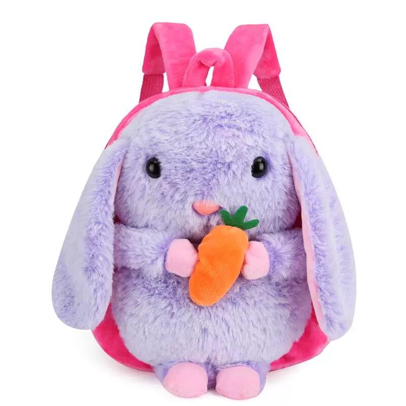 Розовый детский рюкзак с кроликом, мягкий, для детей 1-3 лет, двусторонний, школьный