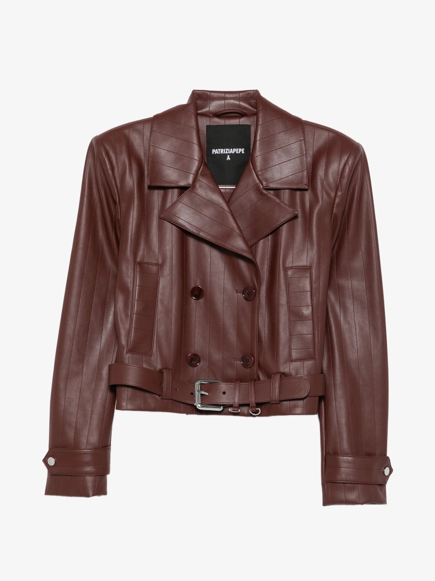 Куртка PATRIZIA PEPE Belted double-breasted jacket, размер 40, коричневый