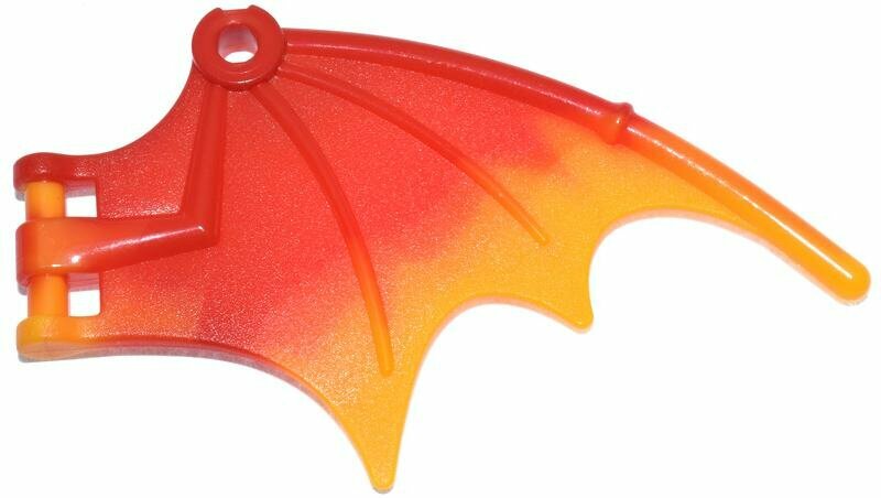 Деталь Lego 38547pb03 Dragon Wing 8 1/4 x 5 with Marbled Bright Light Orange Trailing Edge Pattern